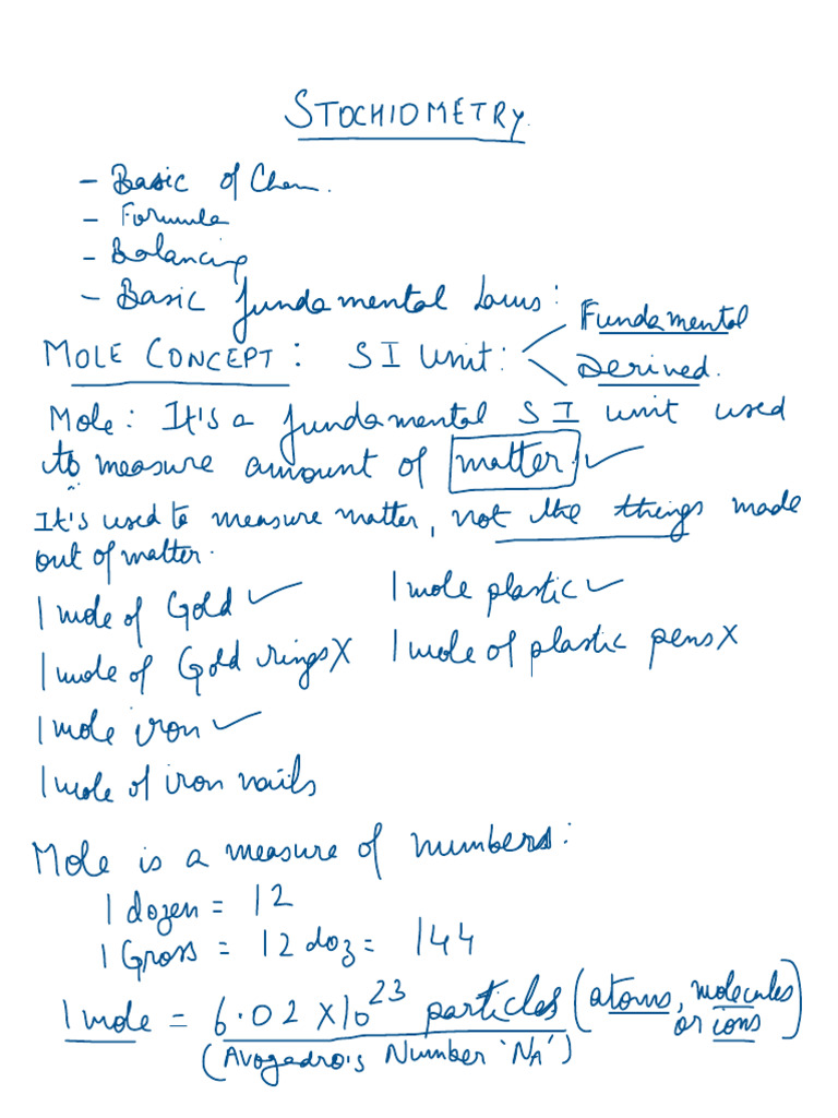 Stoichiometry and Mole Calculations Guide | PDF | Mole (Unit) | Gases