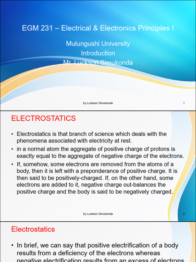 EGM 231 - Lecture 1a - 111931 | PDF | Capacitance | Capacitor