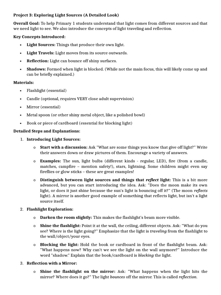 Exploring Sources of Light | PDF | Light | Mirror