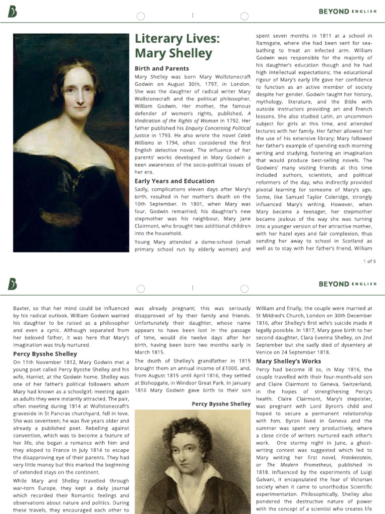 Mary Shelley Info | PDF