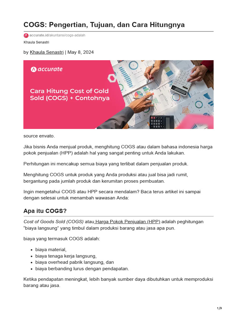 Accurate - id-COGS Pengertian Tujuan Dan Cara Hitungnya - 2 | PDF