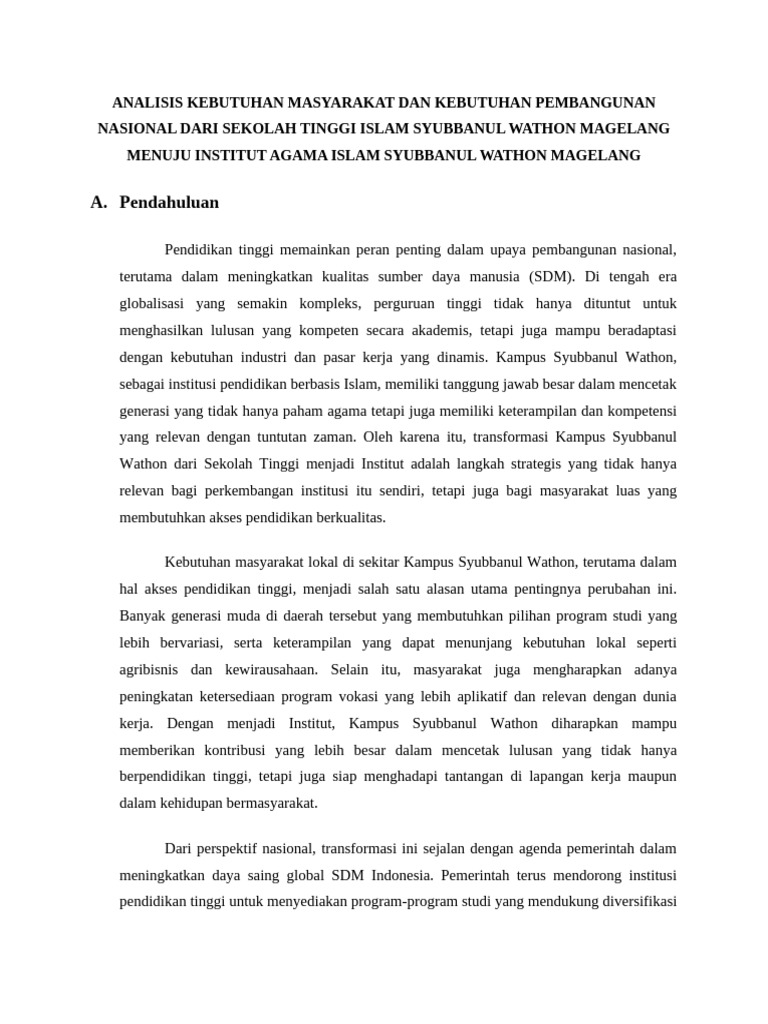 Analisis Stai SW Menuju Iai SW | PDF