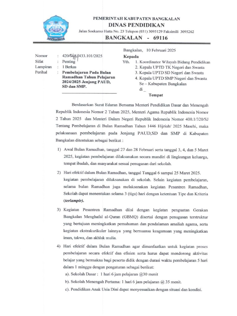 Edaran Bulan Ramadhan 2025 | PDF