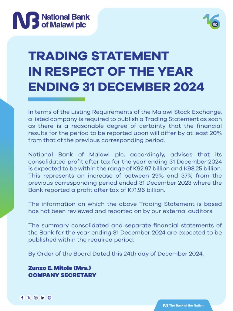 NBM Trading Statement 2024 Results | PDF
