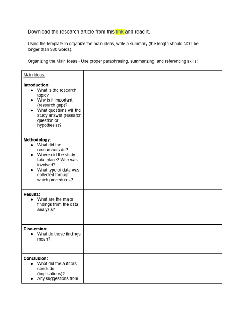 (Practice) Summarizing A Research Article (1) - Tagged | PDF