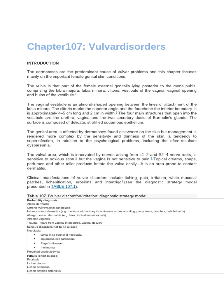 Chapter 107 Vulvar Disorders | PDF | Vagina | Candidiasis