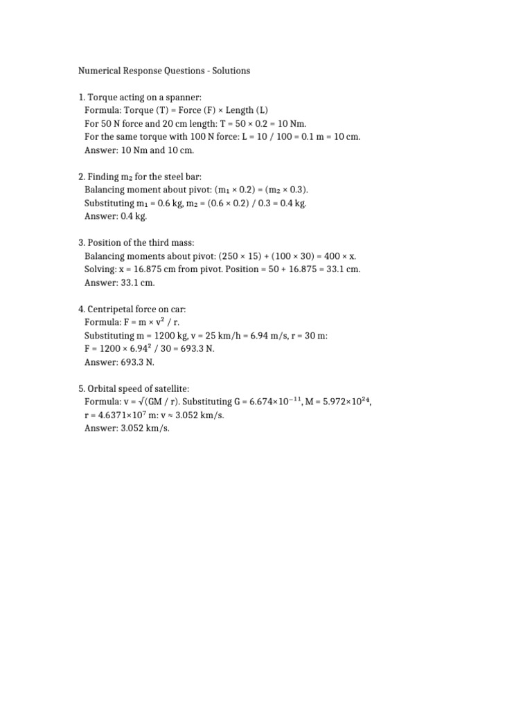 Physics Numerical Solutions | PDF