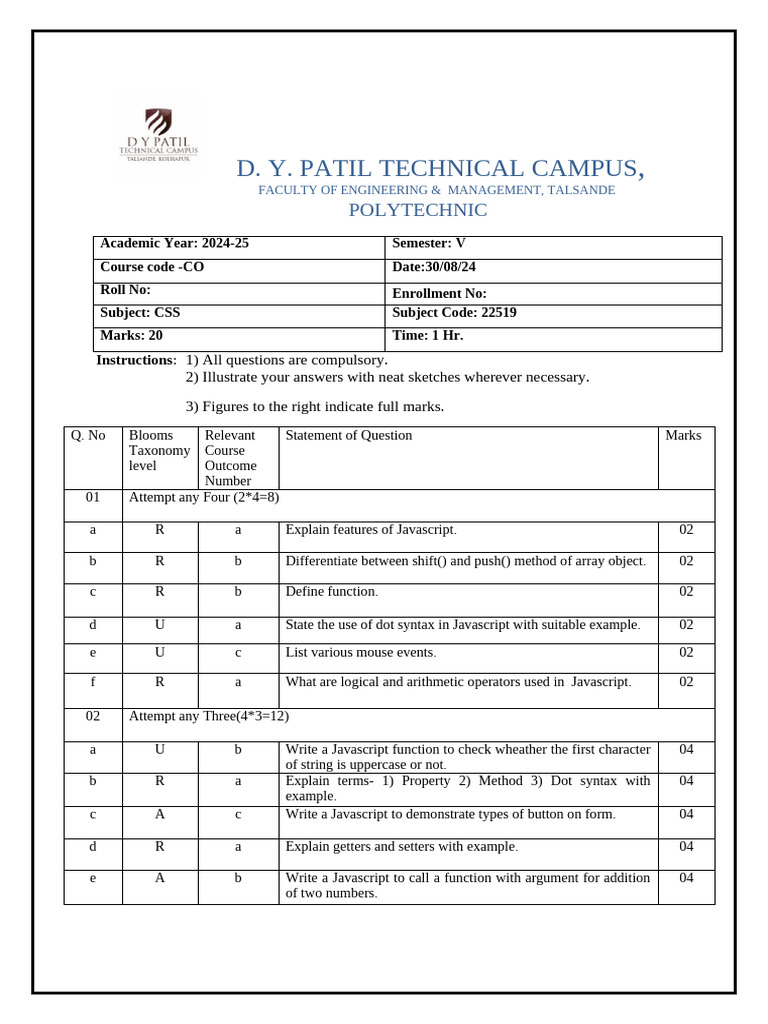 D. Y. Patil Technical Campus: Polytechnic | PDF