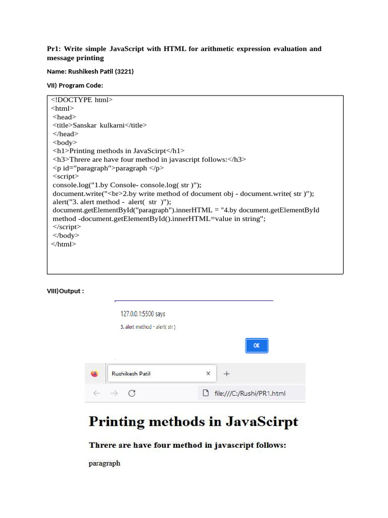JavaScript Printing Methods Explained | PDF