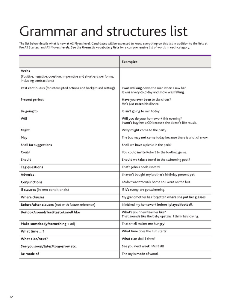 Flyers Grammar | PDF