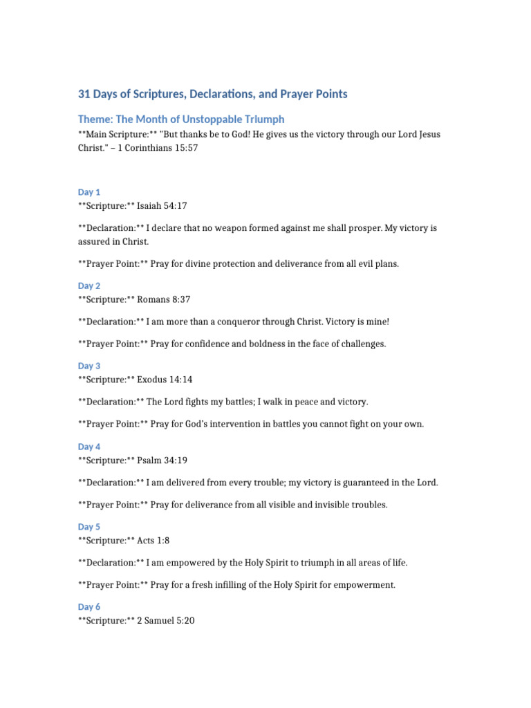 31 Days of Unstoppable Triumph Updated | PDF | Prayer | Bible