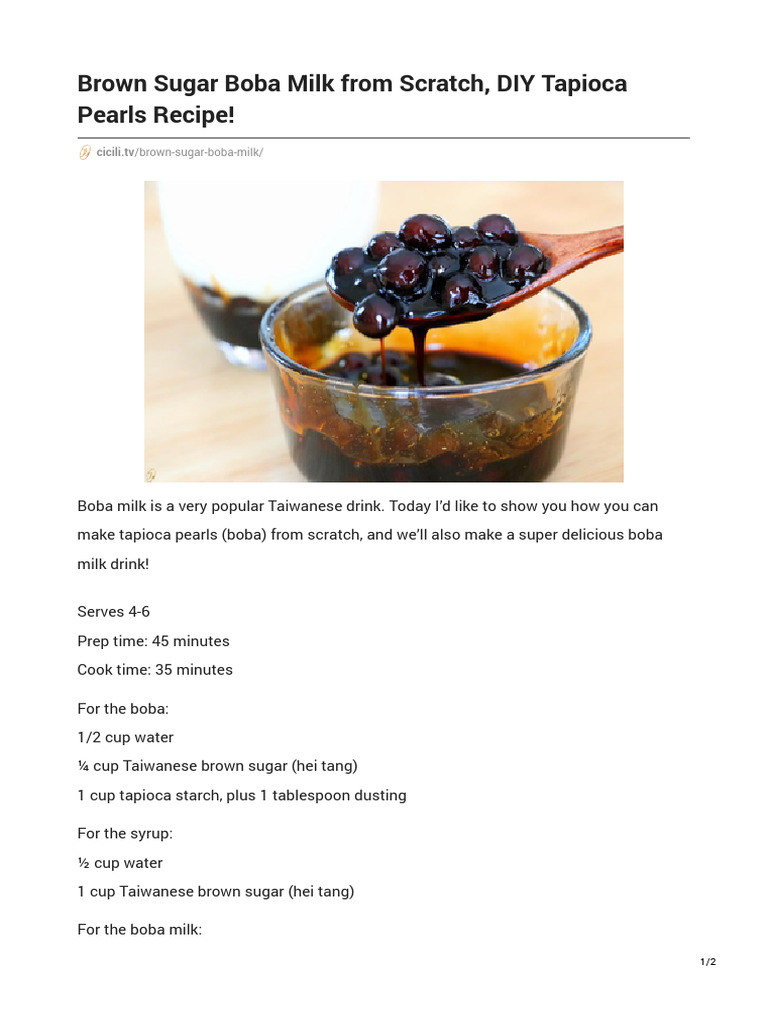 Homemade Brown Sugar Boba Milk Recipe | PDF