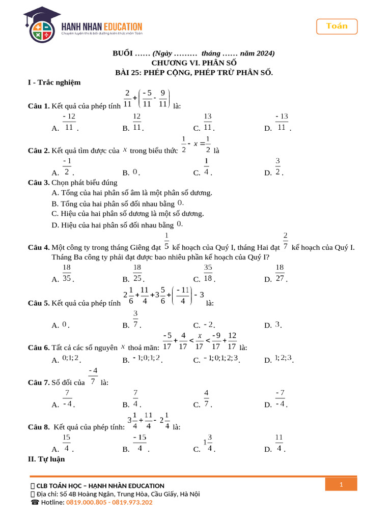 (6a2) - B.15 - Phieu BTVN - 11.01.2025 | PDF