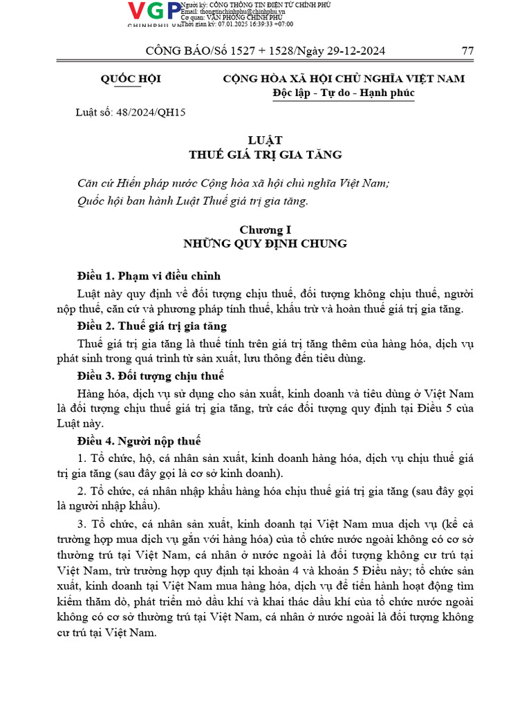 Luat Thue GTGT So 48-2024 | PDF