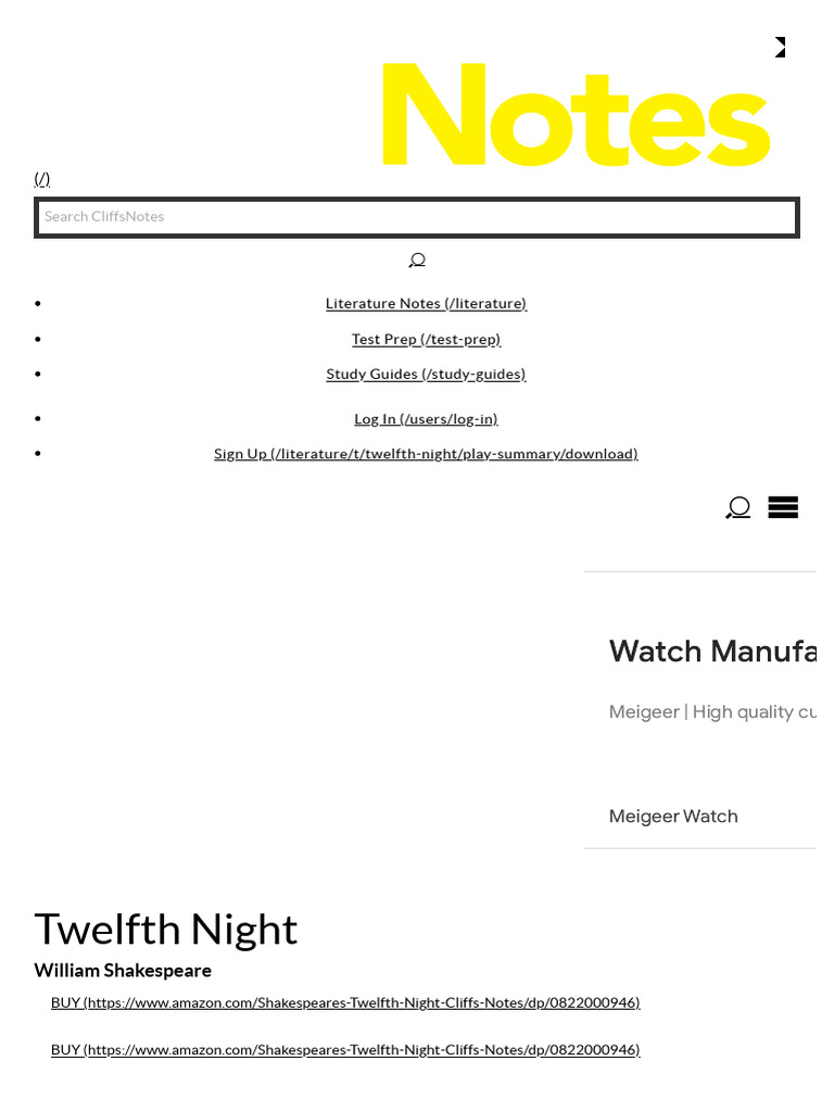 Play Summary | PDF | Twelfth Night | Shakespearean Comedies