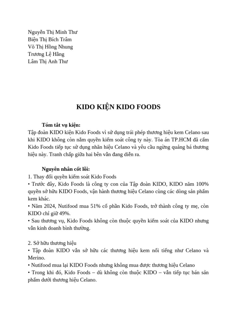KIDO KIỆN KIDO FOODS | PDF