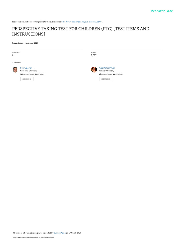 Perspective Taking Testfor Children PTC | PDF | Emotions ...