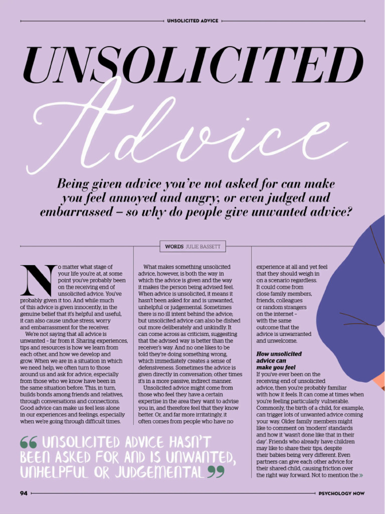 Unsolicited Advice | PDF
