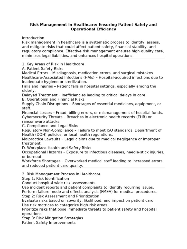 Healthcare Risk Management Strategies | PDF | Risk Management | Risk