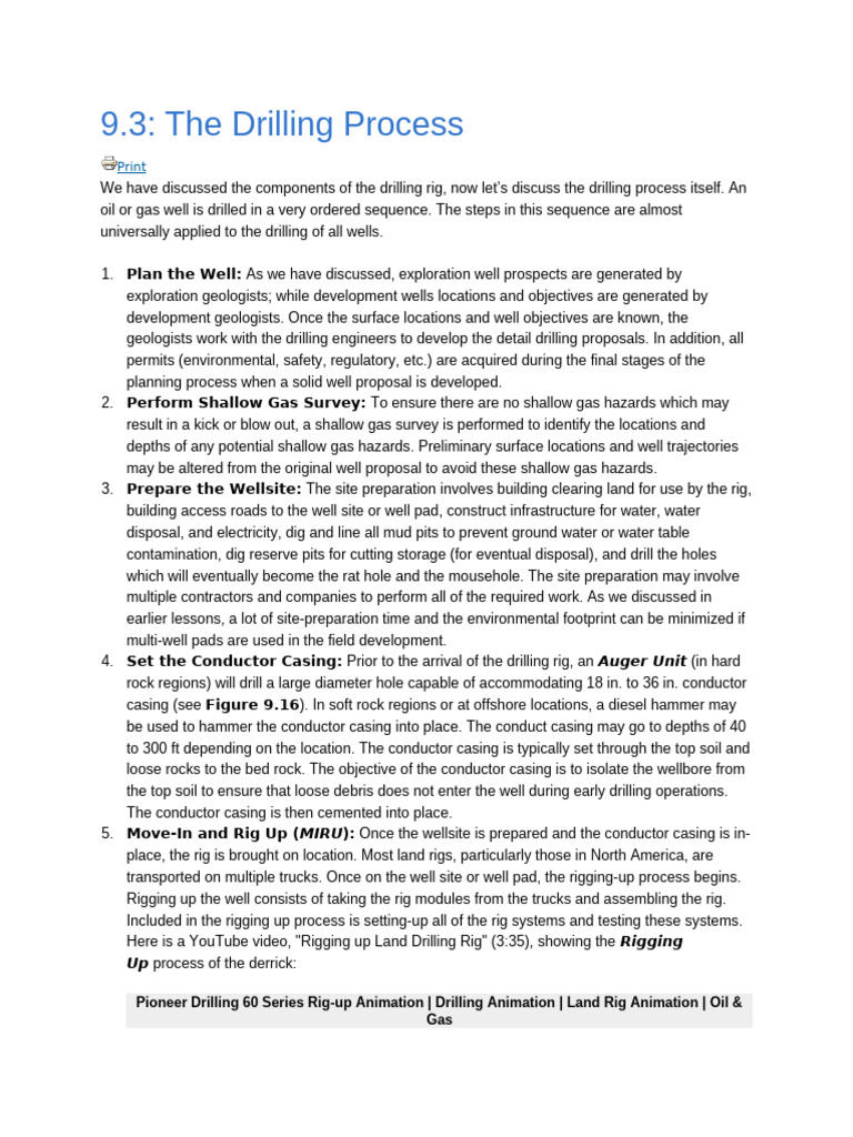 Drilling Process | PDF | Casing (Borehole) | Drilling Rig