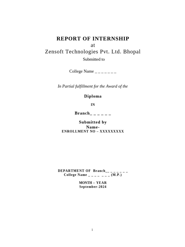 Internship Report at Zensoft Technologies | PDF | Page Layout