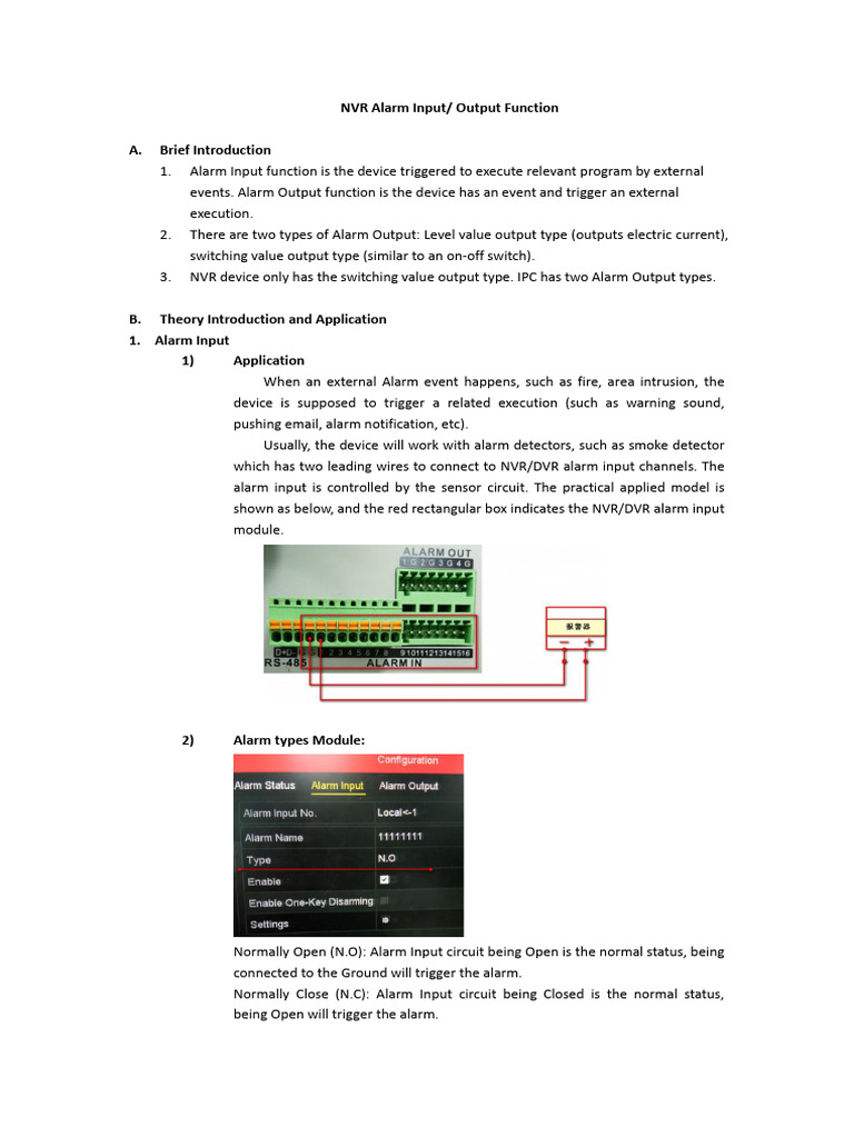NVR Alarm I/O Functions Guide | PDF | Direct Current | Alternating Current