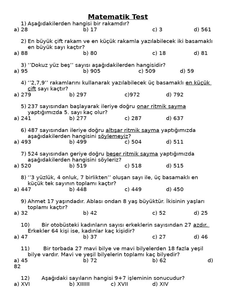 Matematik Test | PDF