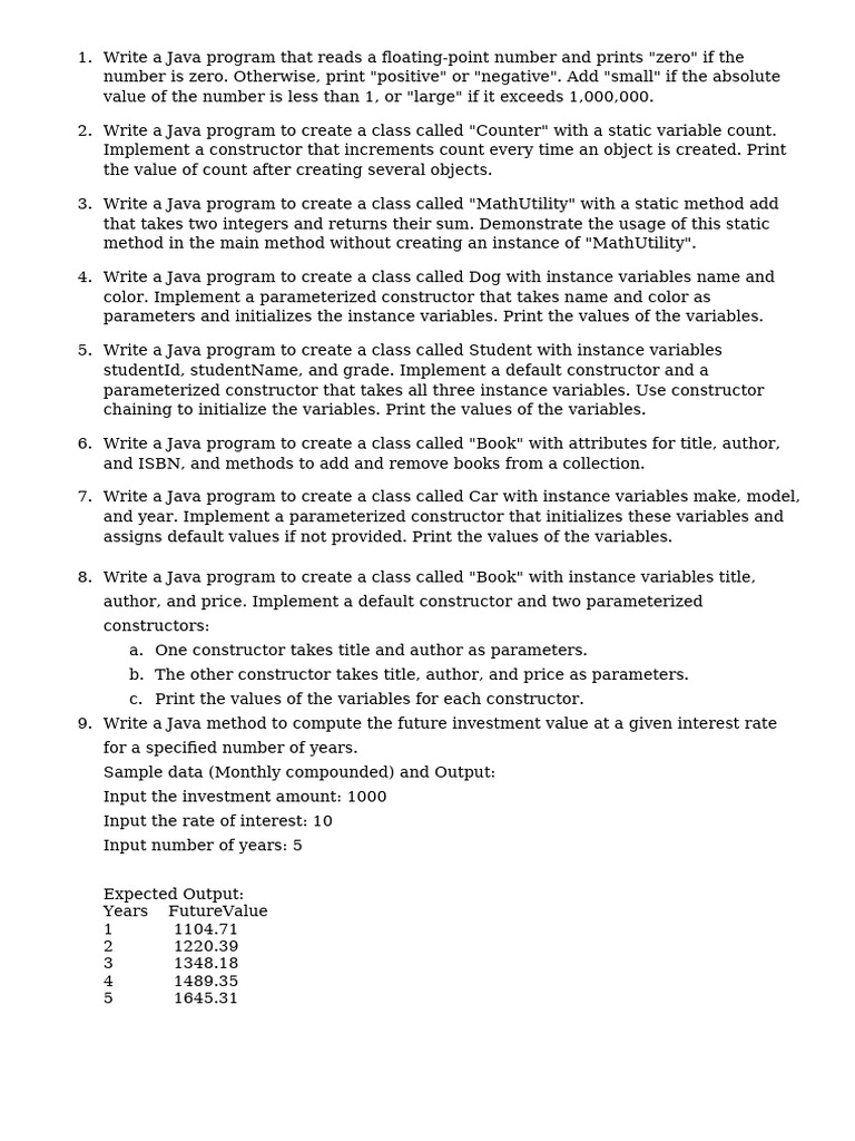 Programs For Practice 2 Pdf Constructor Object Oriented Programming Programming