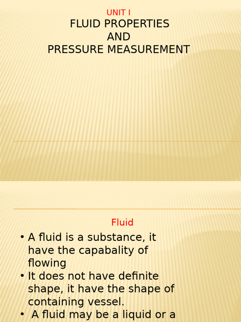 FM Unit - 1 part 1 | PDF | Fluid | Fluid Mechanics
