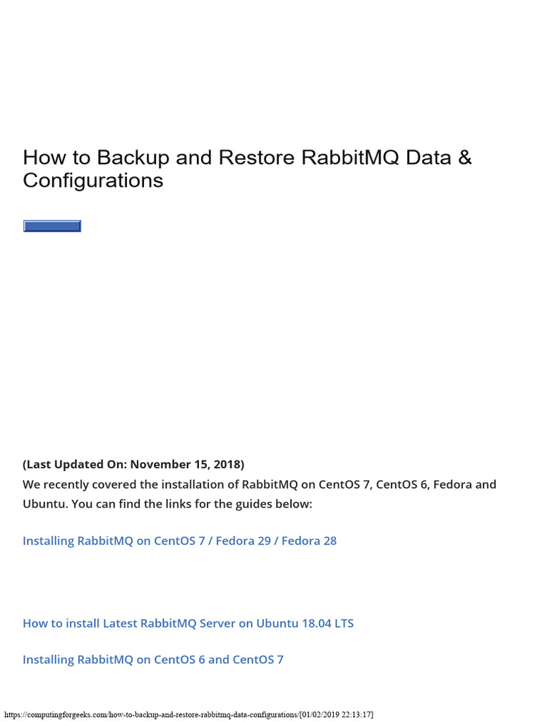 RabbitMQ Backup & Restore Guide | PDF | Backup | Computer Cluster