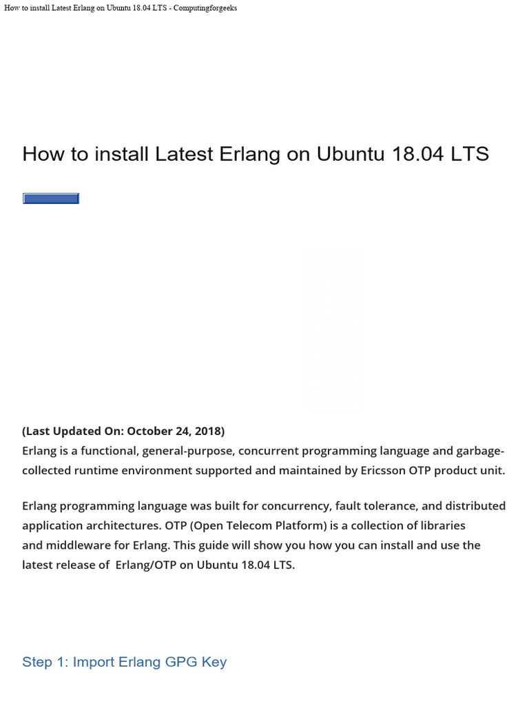 Install Erlang on Ubuntu 18.04 LTS | PDF | Linux | Software