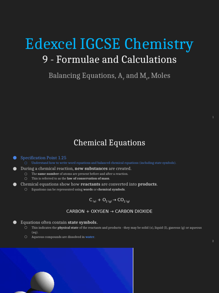 IGCSE Chemistry: Formulae & Moles | PDF | Mole (Unit) | Molecules