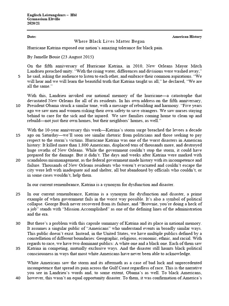 Hurricane Katrina's Impact on Black America | PDF | Hurricane Katrina