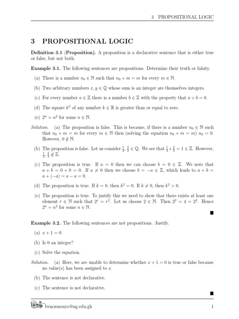 Math 121 Notes Propositional Logic | PDF | Proposition | Truth