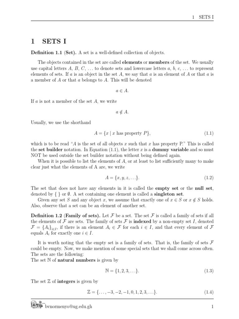 Math-121-Notes-Sets-I | PDF | Empty Set | Real Number