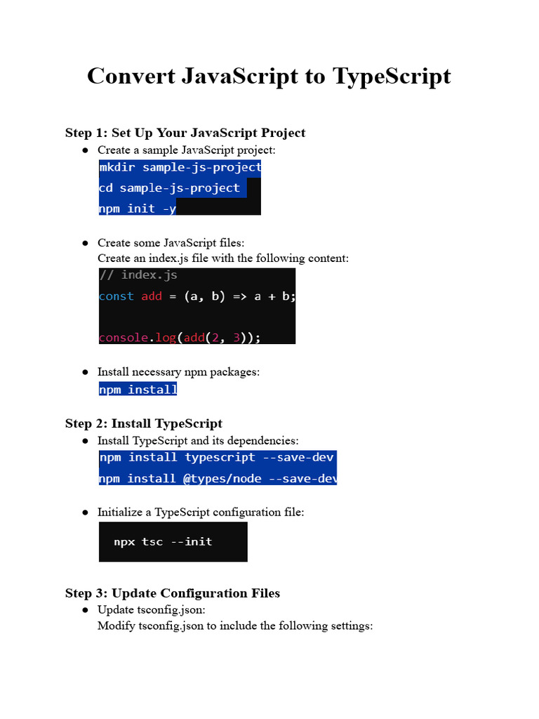 Convert JavaScript to TypeScript | PDF Convert JavaScript to TypeScript | PDF