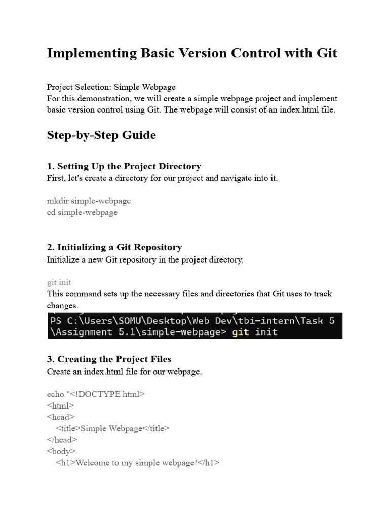 Implementing Basic Version Control With Git | PDF | Version Control | Information Technology