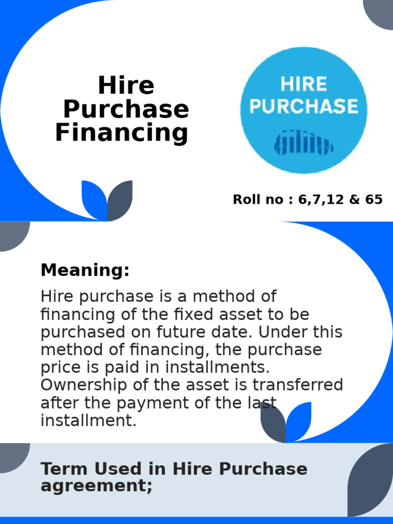 Understanding Hire Purchase Financing | PDF | Lease | Financial Economics