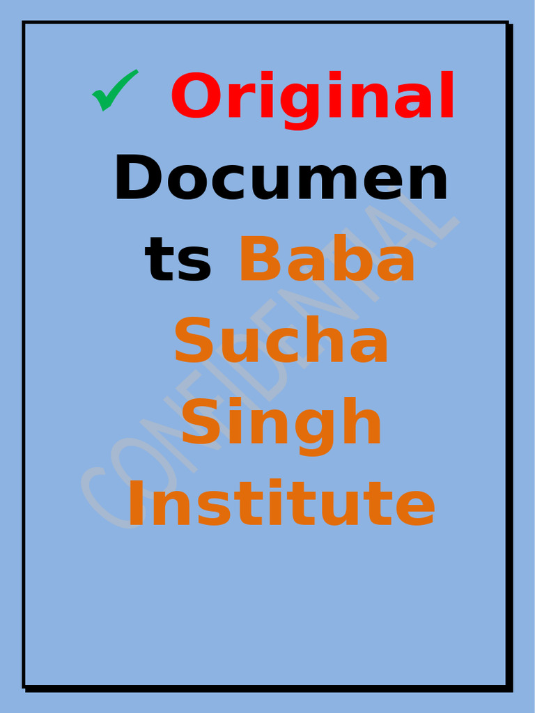 Original Documents Baba Sucha Singh Institute of Nursing | PDF