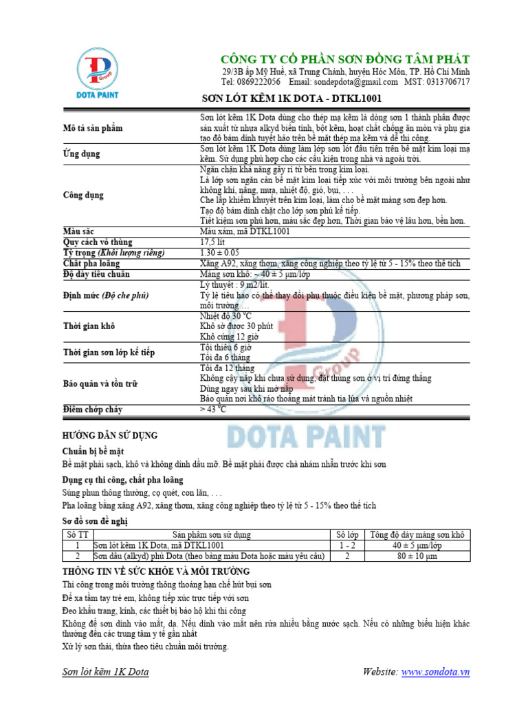 Sơn-lót-kẽm-1K-Dota-TLKT | PDF