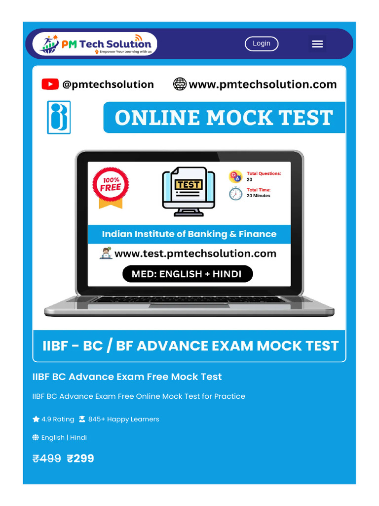 IIBF BC Advance Exam Free Mock Test - PM Tech Solution3 | PDF
