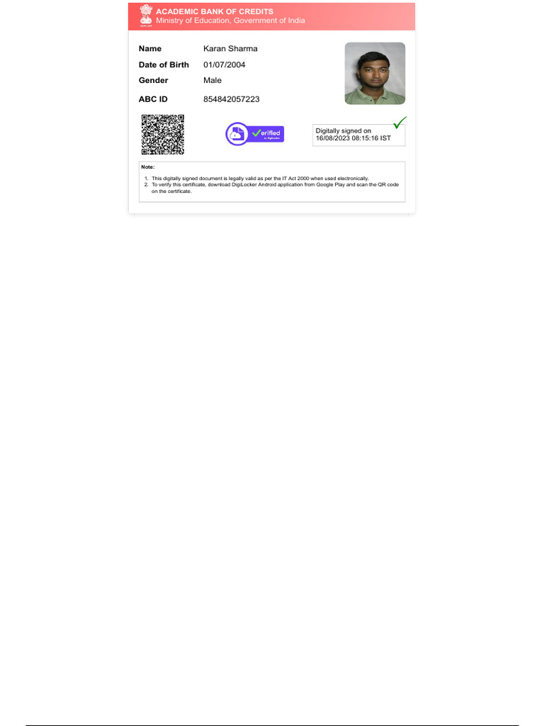 Digital Certificate for Karan Sharma | PDF