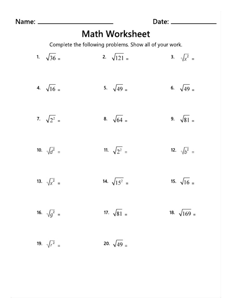 Roots and Radicals WS-1 | PDF