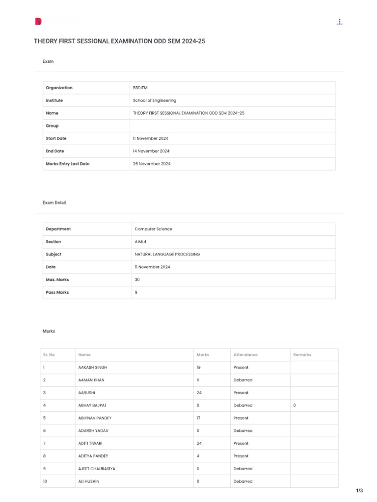 NLP Sess Marks | PDF