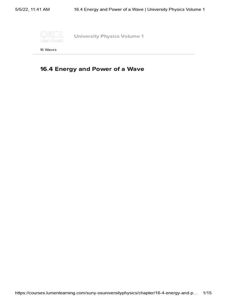 16.4 Energy and Power of A Wave - University Physics Volume 1 | PDF ...