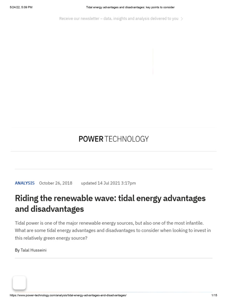 Tidal Energy Advantages and Disadvantages - Key Points To Consider ...