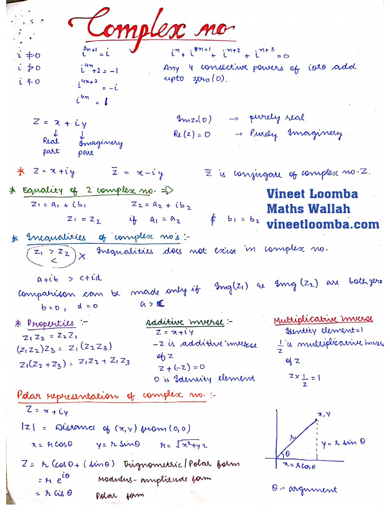 Handwritten Notes Complex Number | PDF