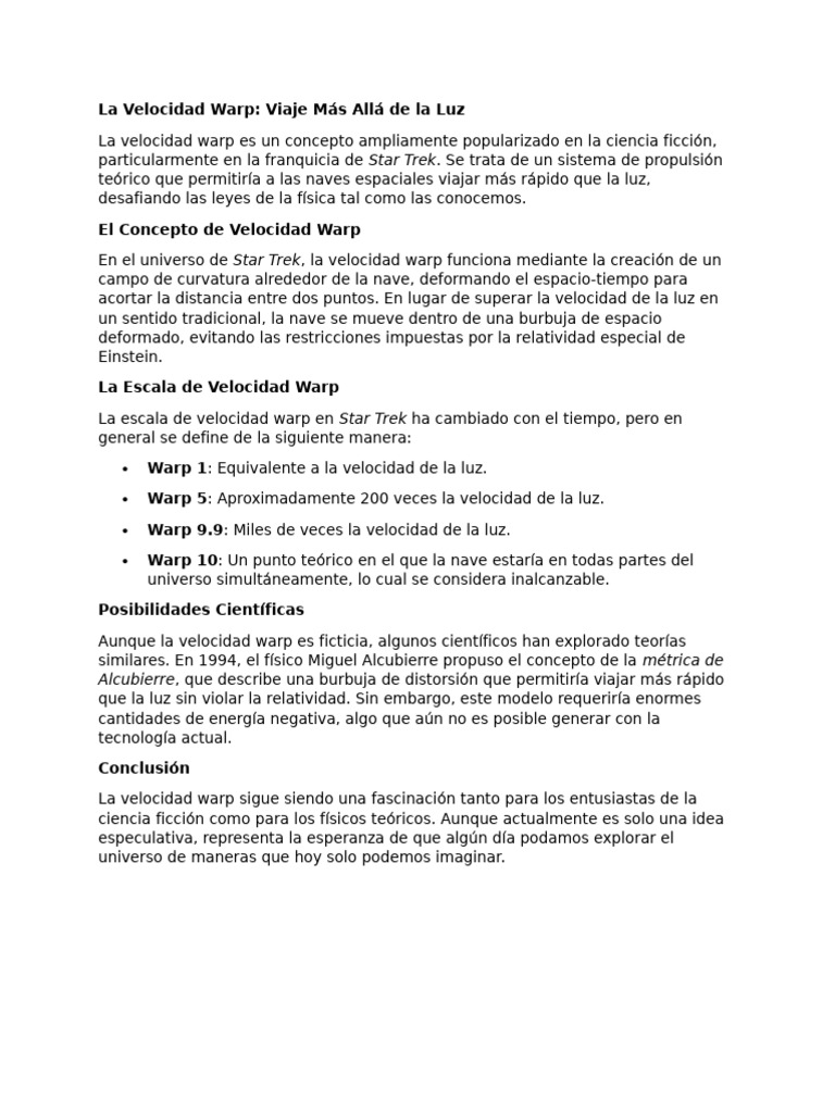 La Velocidad Warp | PDF