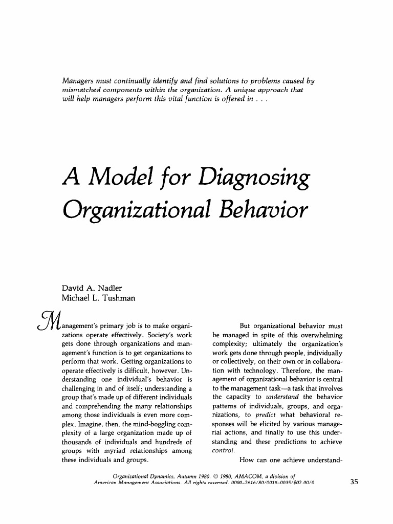 OT Congruence Model Nadler Tushman | System | Strategic Management