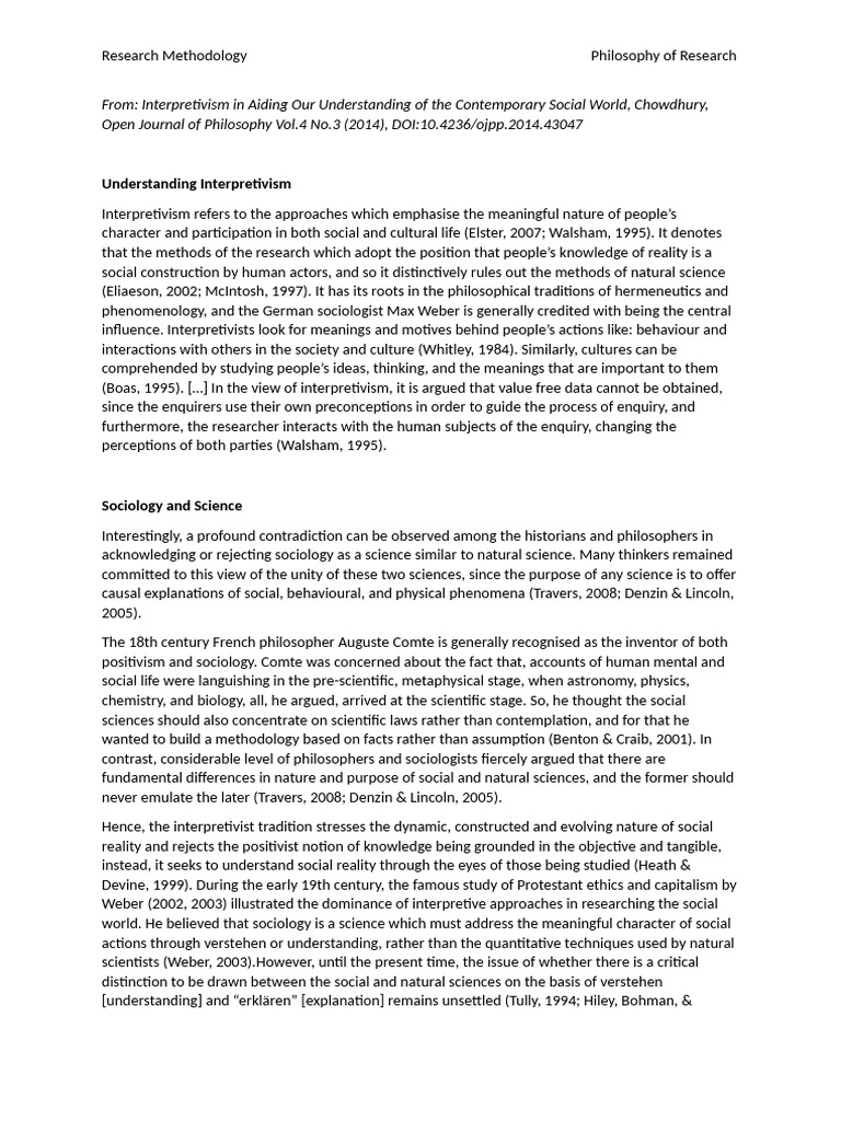 6 TEXT on Interpretivism | PDF | Sociology | Positivism